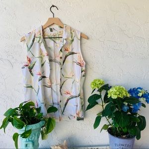 Vintage | Tops | Vintage Vsco 9s Hawaiian Tank Button Up Popover | Poshmark